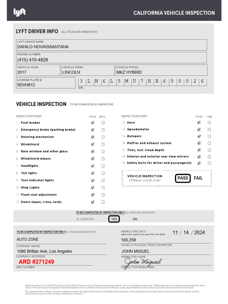California Vehicle Inspection Guidelines | PDF
