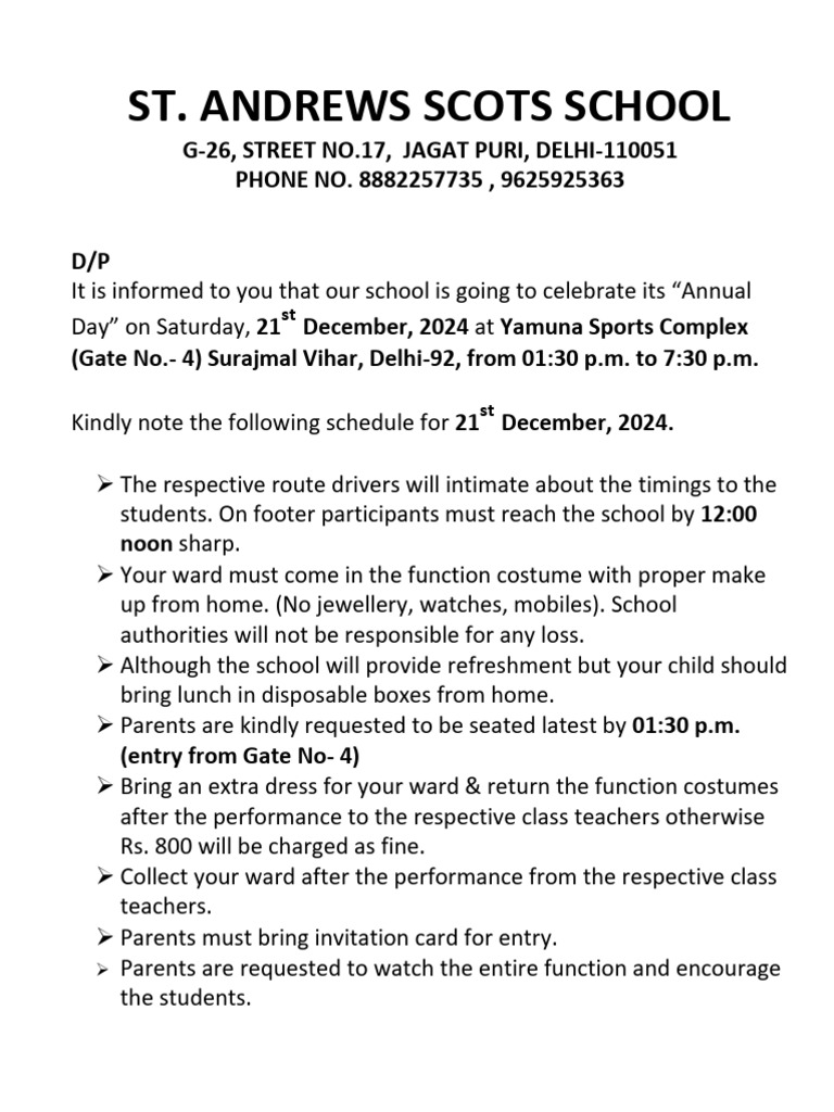 Class-4 Onwards - Circular - Annual Function 2024-25 - 20-Dec-2024 | PDF