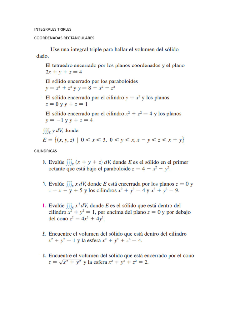 Deber Integrales Triples V1 | PDF