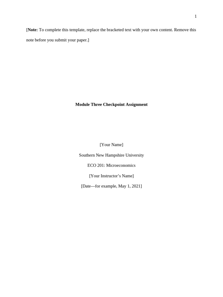 ECO 201 Module Three Checkpoint Assignment Template | PDF