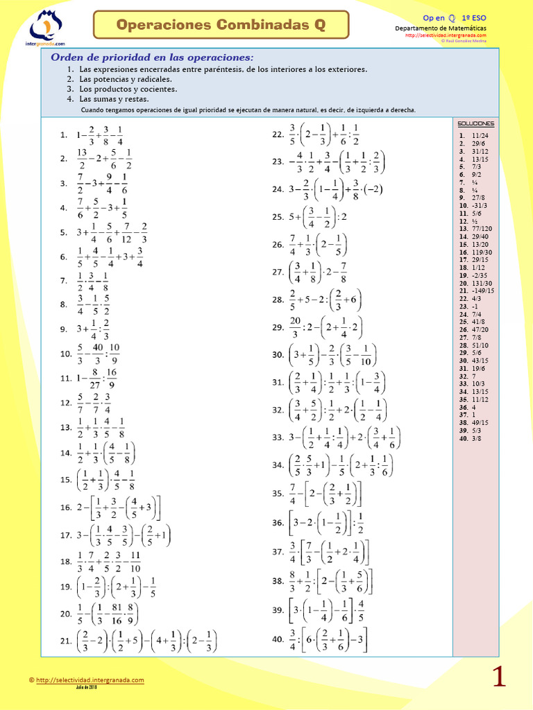 Operacions Fraccions | PDF