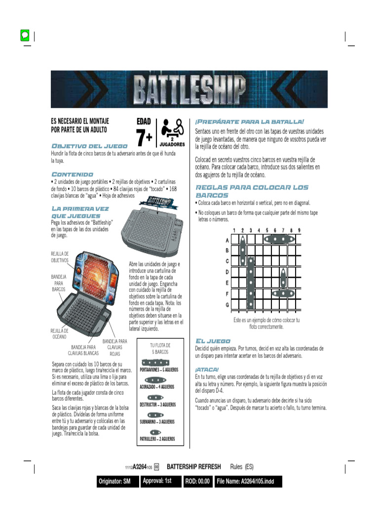 Instrucciones del juego Battleship | PDF | Naves Navales | Embarcación