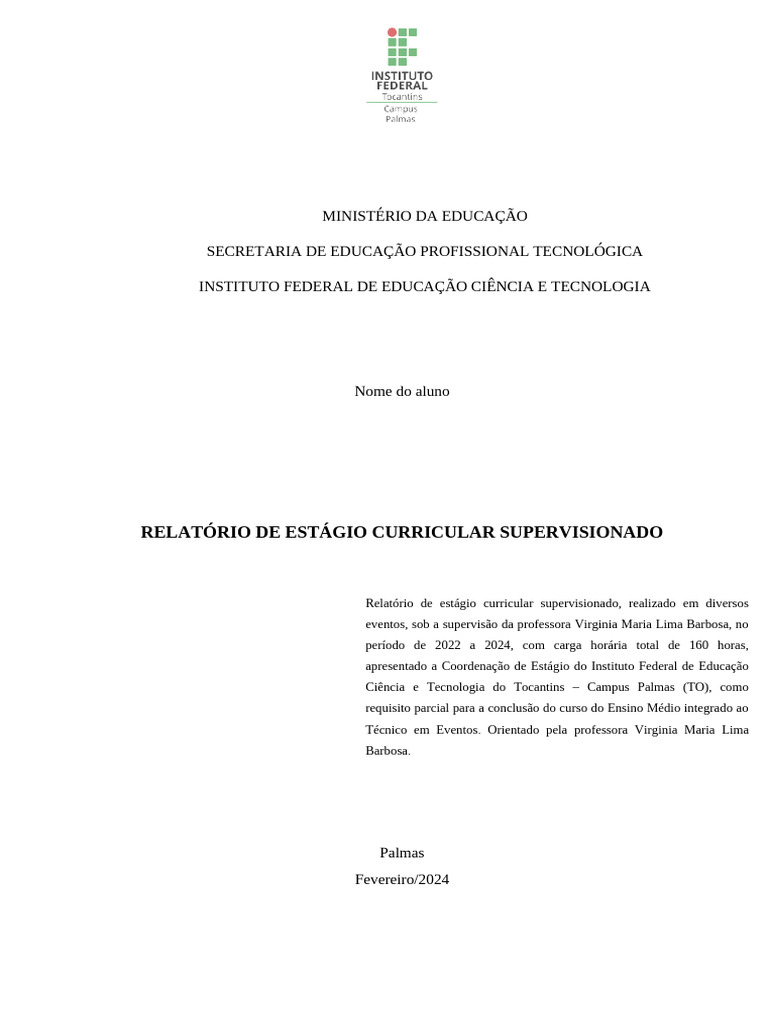 Modelo Relatório Estágio EMI 2024 | PDF