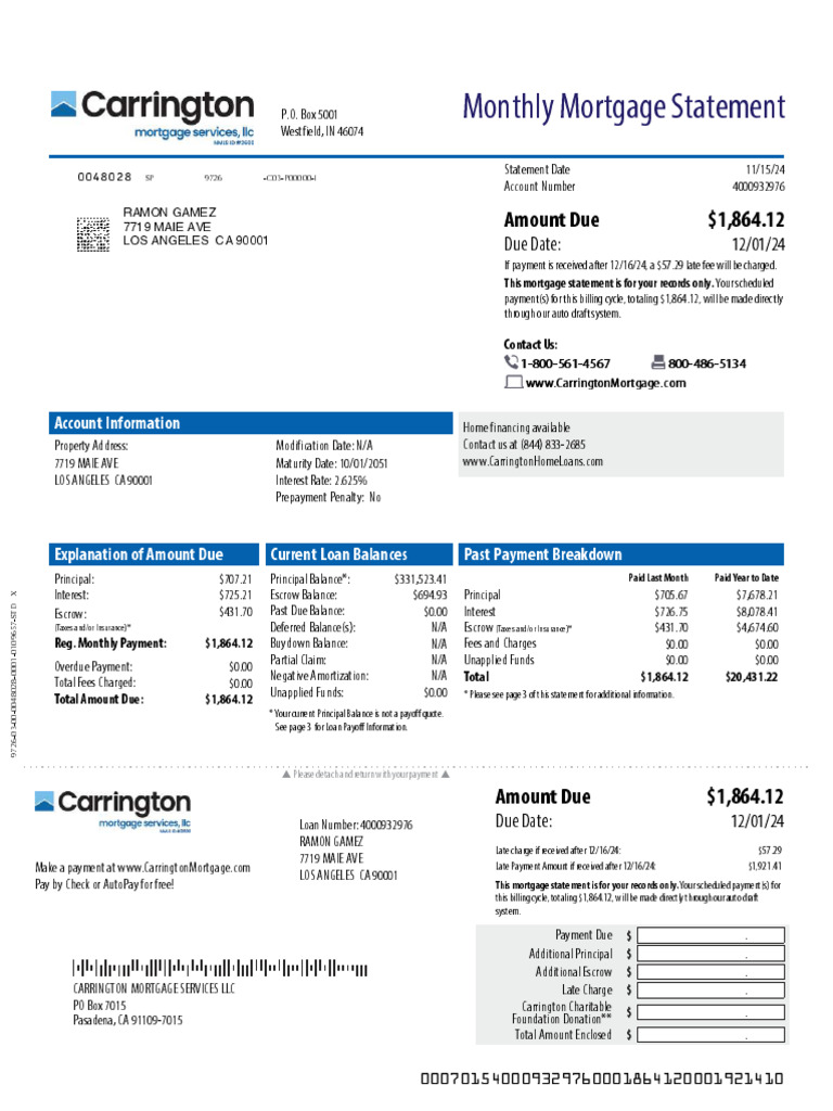 Mortgage Statement 12-a | PDF | Mortgages | Credit