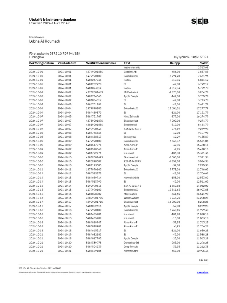 SEB Utskrift 12 | PDF