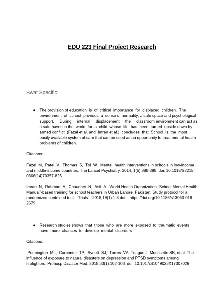 Education's Role in Healing Trauma in Swat | PDF | Psychological Trauma | Youth