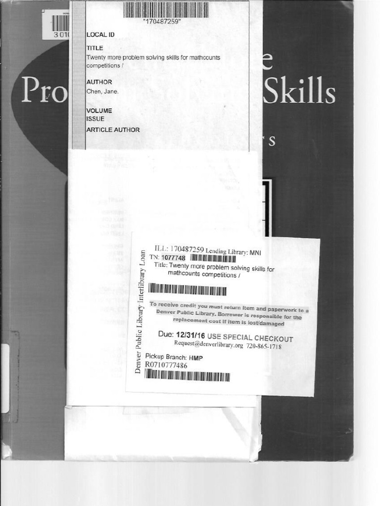 Twenty More Problem Solving Skills for Mathcounts -- Jane Chen -- 2011 ...