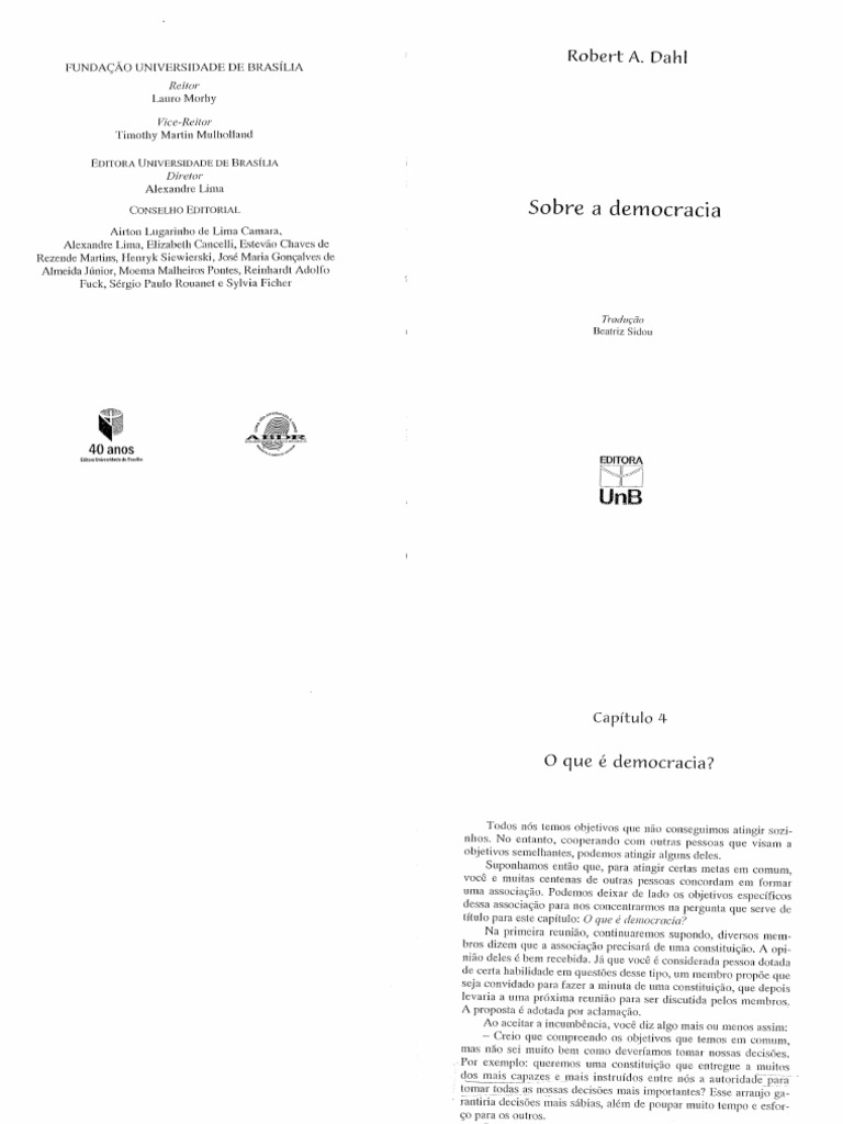 Robert Dahl Sobre A Democracia Dahl Cap 4 e 5 | PDF