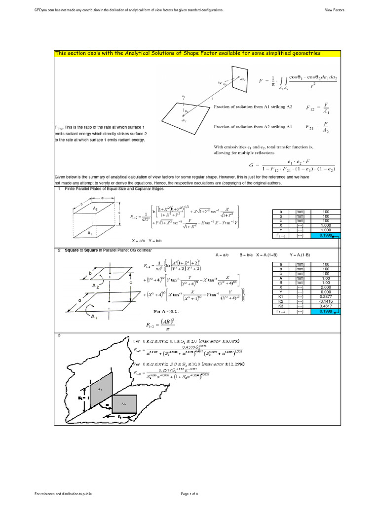 View Factors | PDF | Rectangle | Euclidean Geometry