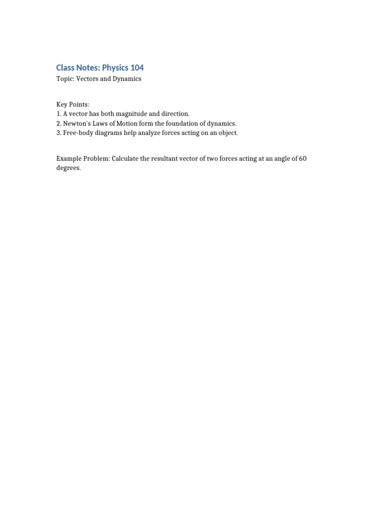 Sample Class Notes Physics Pdf 7256