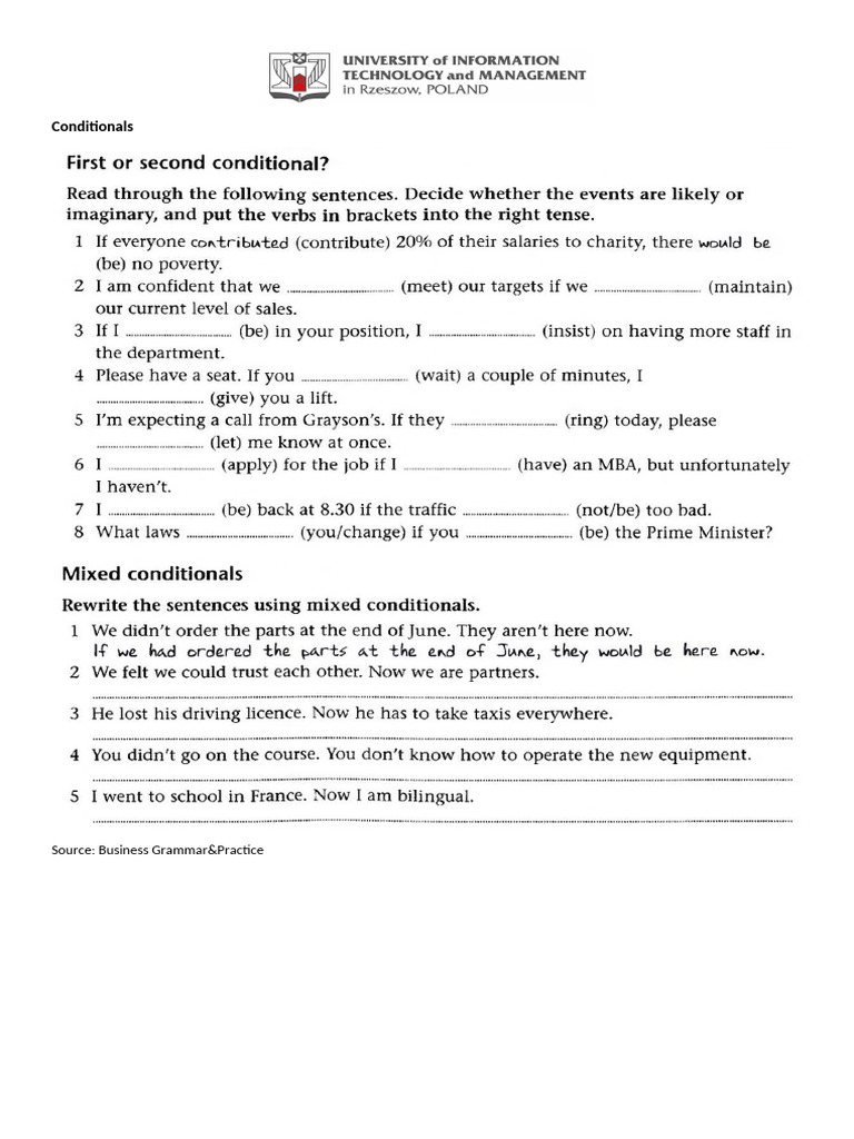 Conditionals - Exercises | PDF