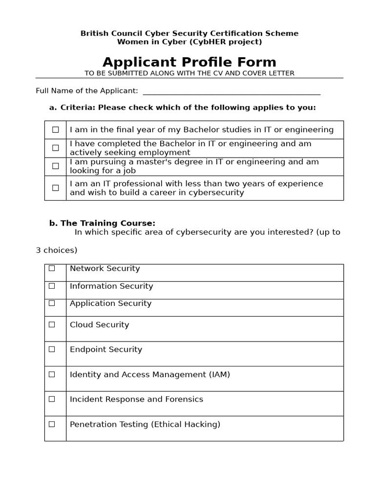 Application Form Cybersecurity Certification Scheme | PDF