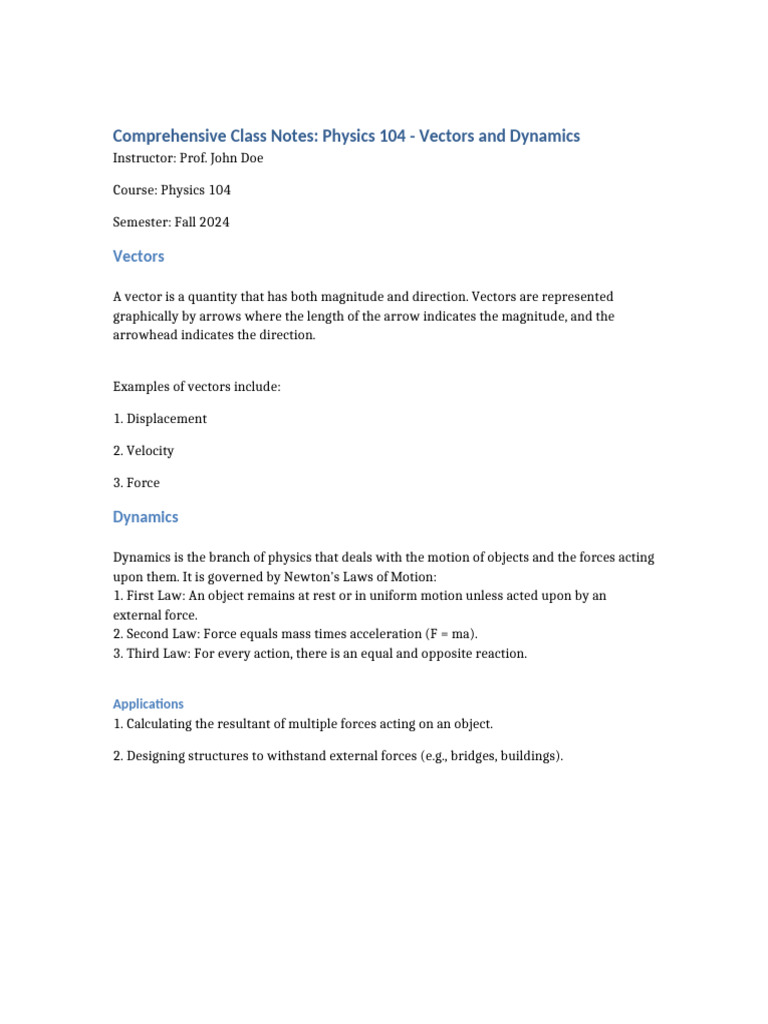 Enhanced Class Notes Physics | PDF