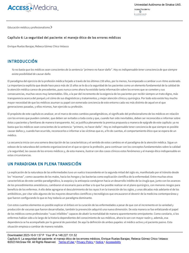 Capítulo 6_ La Seguridad Del Paciente_ El Manejo Ético de Los Errores Médicos | PDF ...