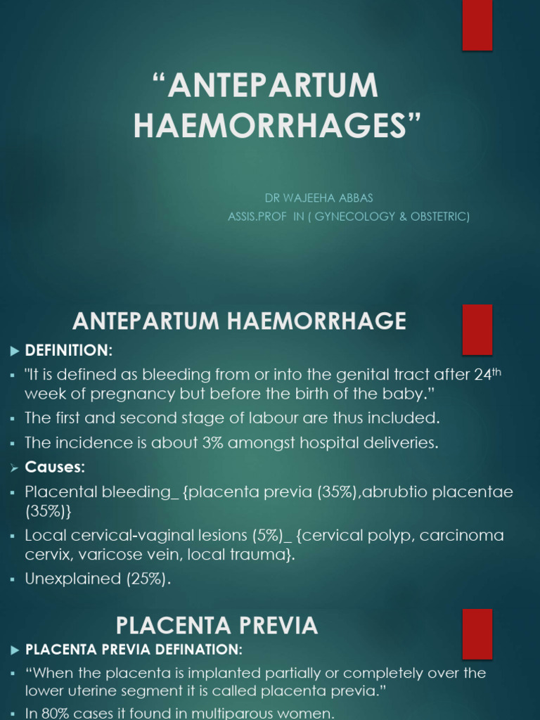 Antepartum Hemorrhage | PDF | Childbirth | Placenta