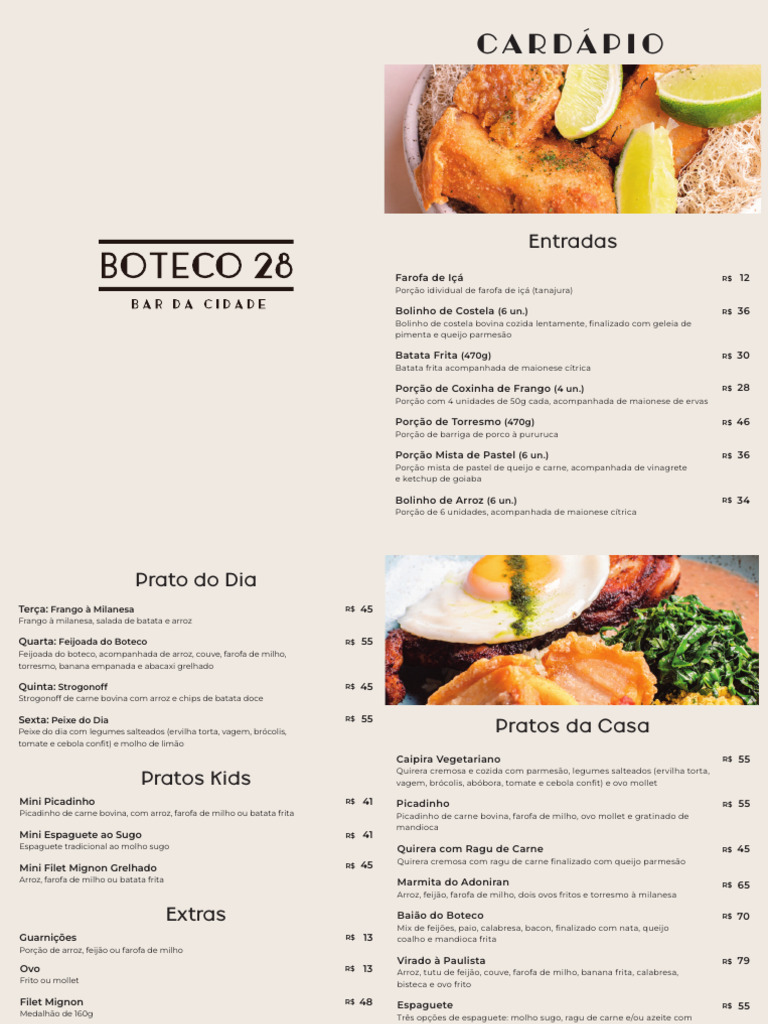 Cardápio do Boteco 28 | PDF | Vinhos | Culinária