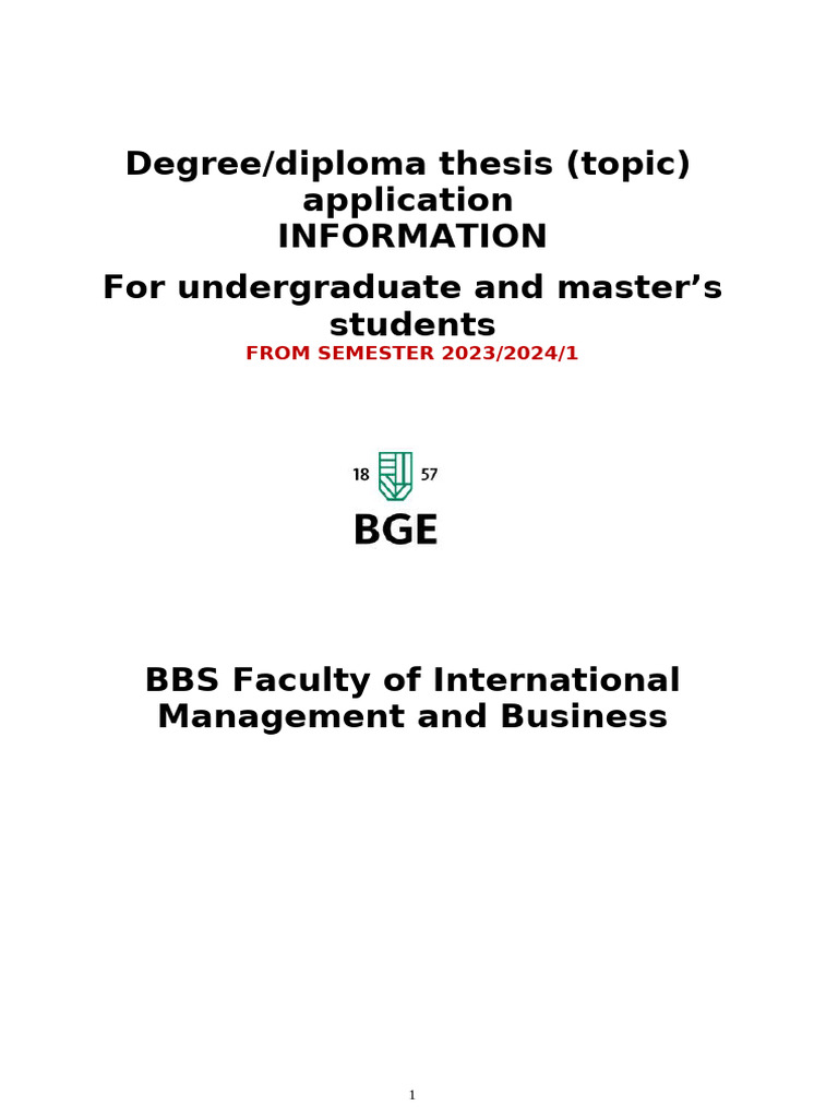 Degree Diploma Thesis Topic Application Jan2025 | PDF | Thesis ...
