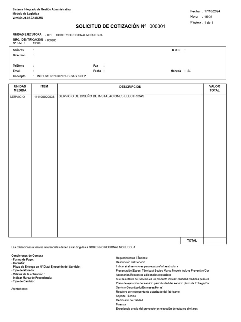 Formato de Cotizacion N 01 - Inf 2409 Sep | PDF | Informática