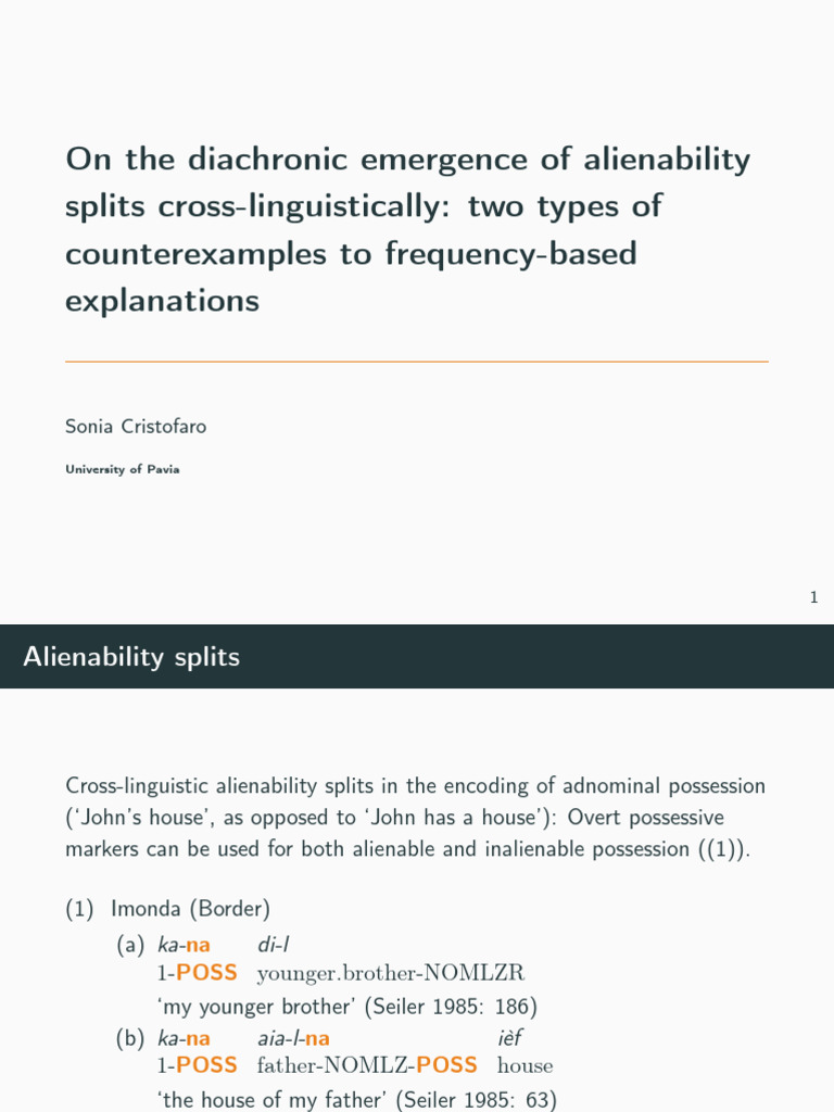 On The Diachronic Emergence of Alienability Splits Cross-Linguistically ...