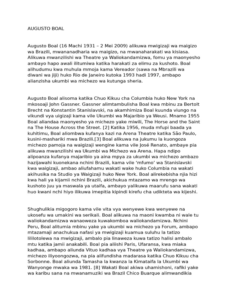 AUGUSTO BOAL BIOGRAPHY | PDF