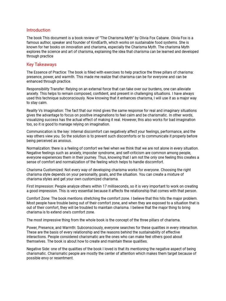 Review On The Charisma Myth | PDF | Charisma | Anxiety