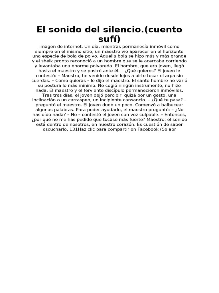 El Sonido Del Silencio (Cuento Sufí) | PDF