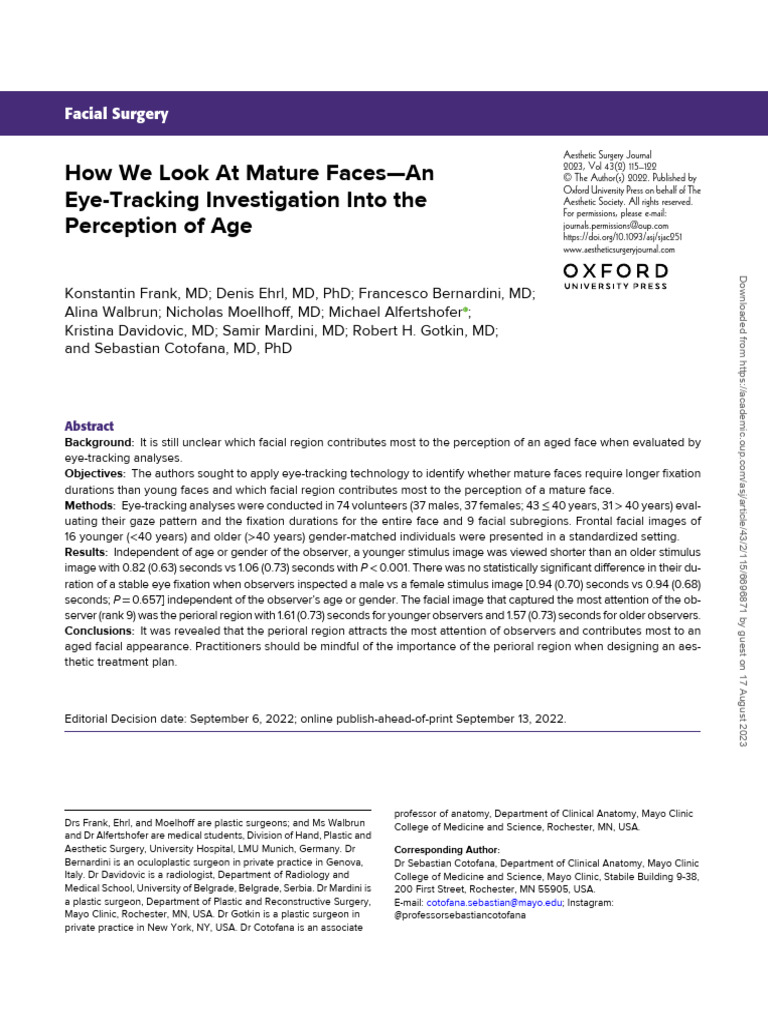 How We Look at Mature Faces-An Eye-Tracking Investigation Into The ...