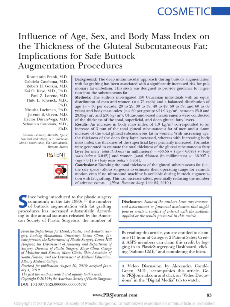 Influence of Age, Sex, and Body Mass Index On The Thickness of The ...