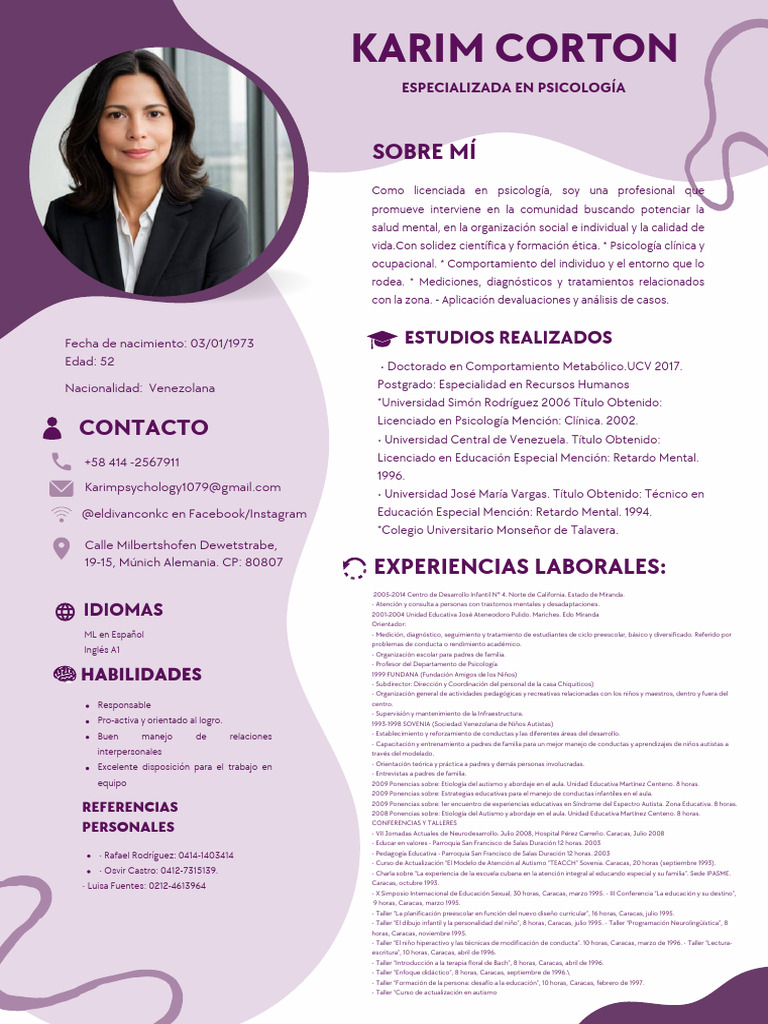 Curriculum Karim Corton | PDF | Sicología | Espectro autista
