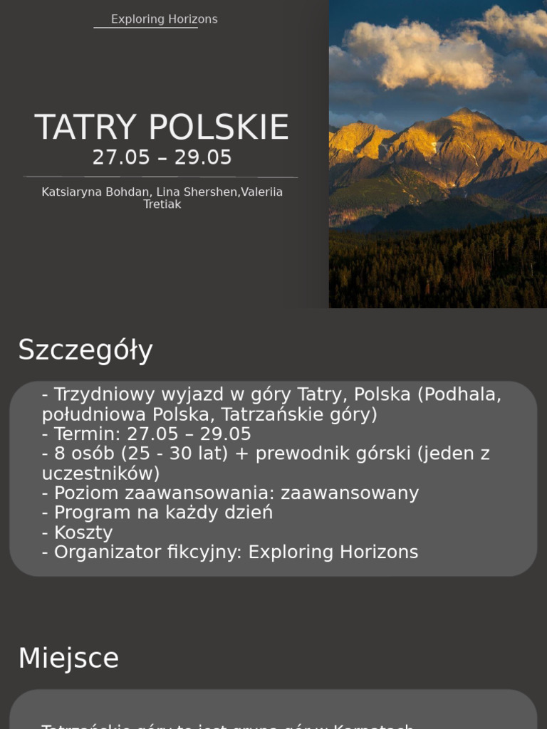 Tatry Polskie: Exploring Horizons | PDF