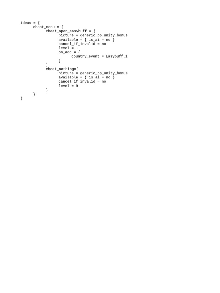 Cheat Menu Configuration Guide | PDF