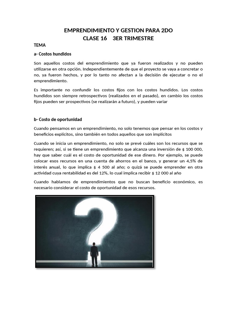 Emprendimiento y Gestion Para 2do Clase 16 (3er Trim) | PDF