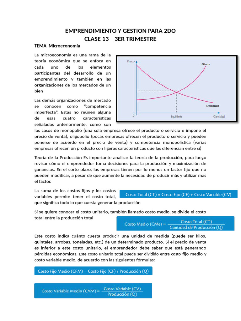 Emprendimiento y Gestion Para 2do Clase 13 y 14 (3er Trim) (1) | PDF