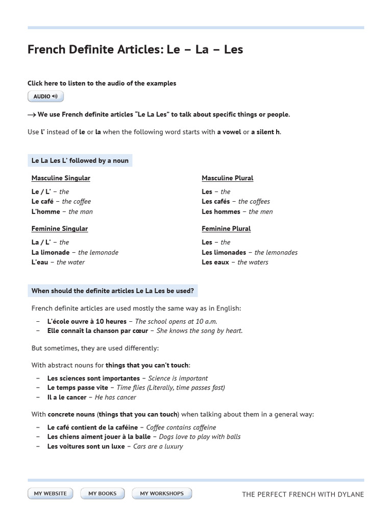 French Articles Guide | PDF | Grammatical Gender | French Language