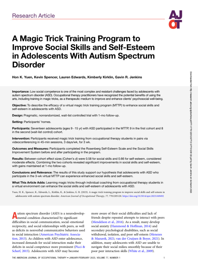 A Magic Trick Training Program to Improv | PDF | Autism Spectrum ...