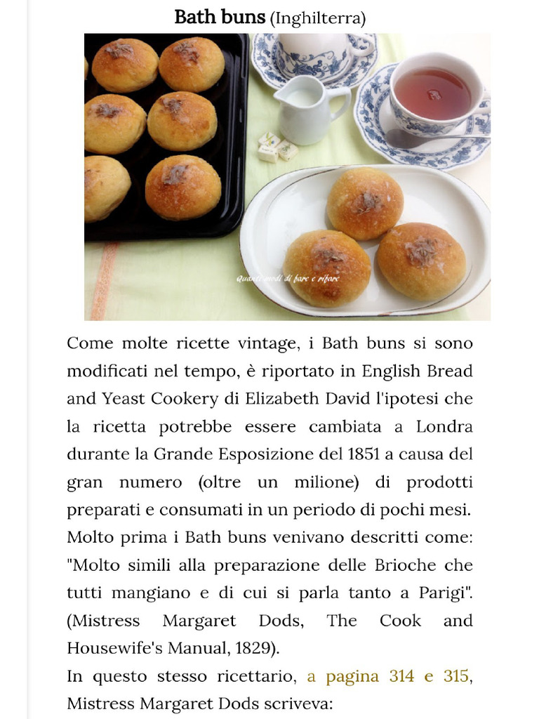 Ricetta Pane Bath Buns Inglese | PDF