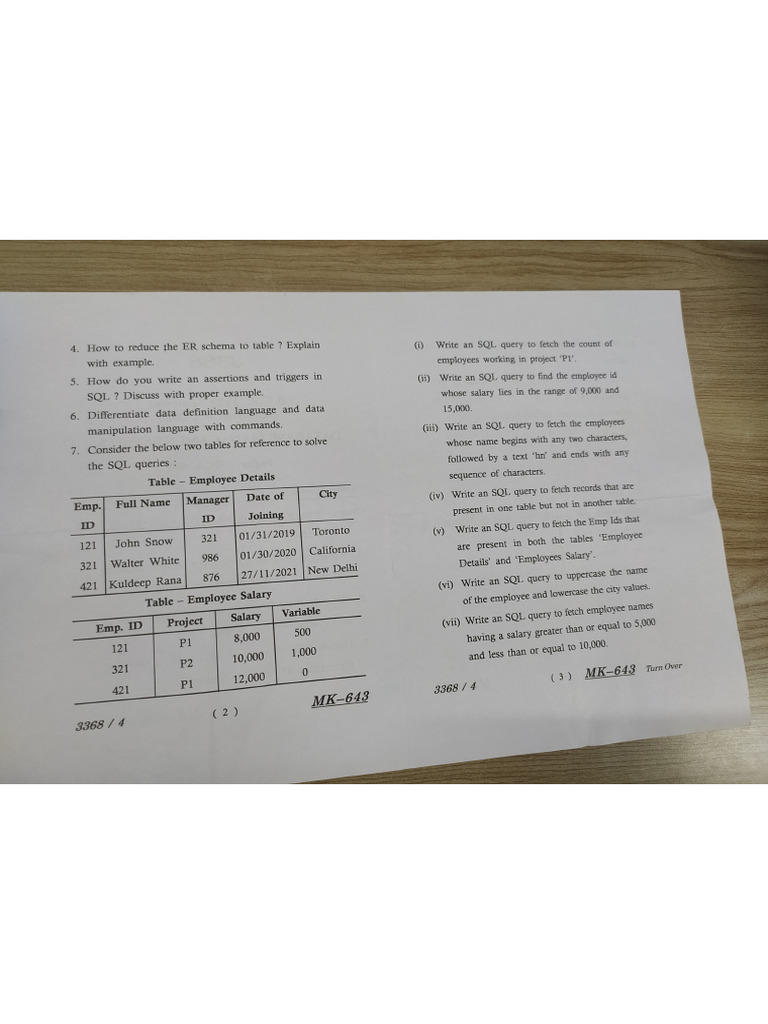 DBMS Exam Paper | PDF