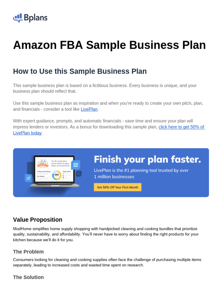amazon_fba_business_plan | PDF | Marketing | Sales