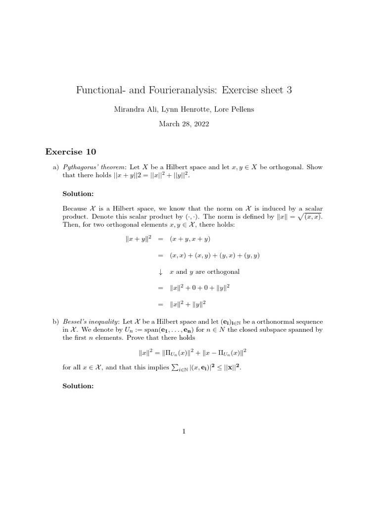Functional__and_Fourieranalysis__Exercise_sheet_3 | PDF | Hilbert Space | Algebra