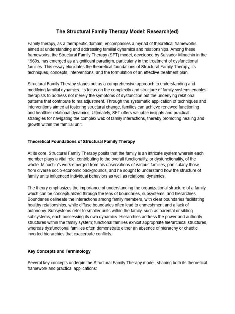 Research On Structural Family Therapy (SFT) | PDF | Family Therapy | Psychotherapy