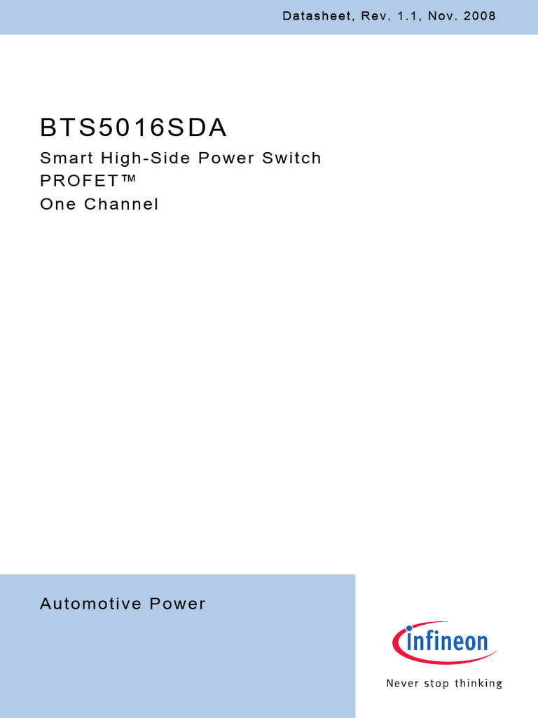Infineon BTS5016SDA DS v01 - 01 en | PDF | Mosfet | Logic Gate