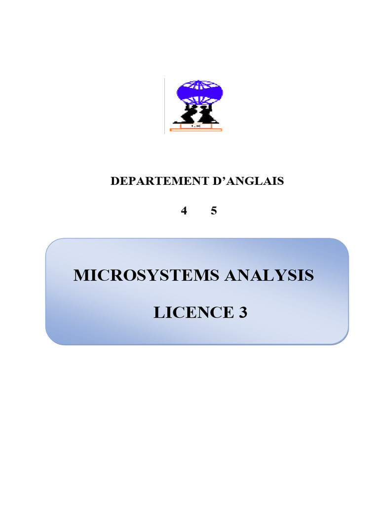 Microsystems Analysis L3-Handout | PDF | Subject (Grammar) | Semantics