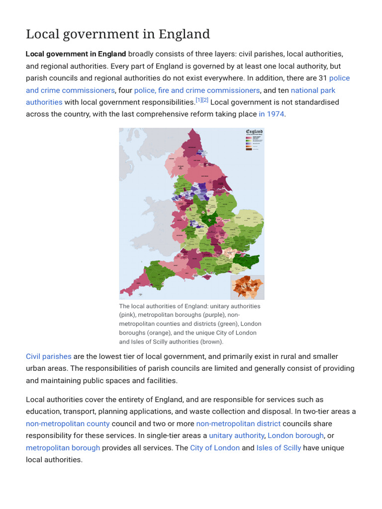 Local Government in England | PDF | England | Government
