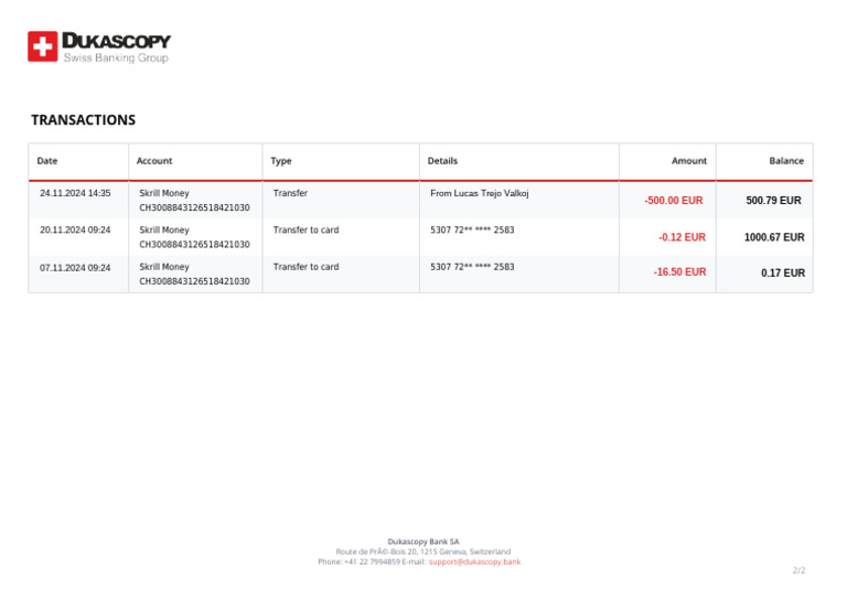 Dukascopy Bank Statement | PDF