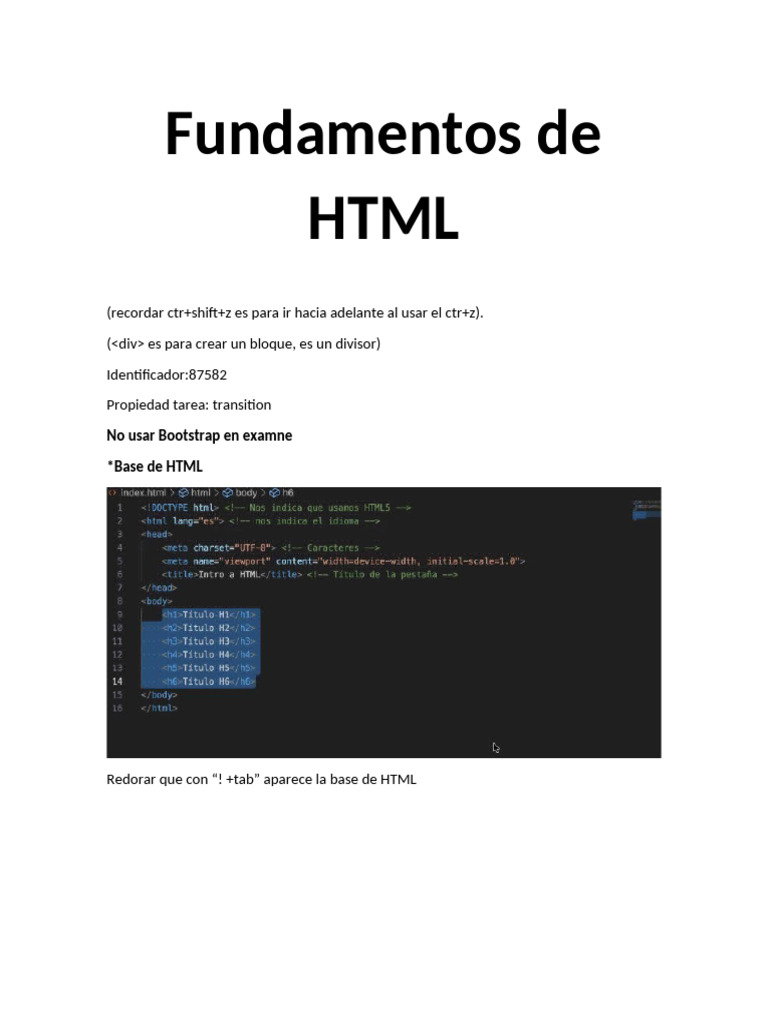 Fundamentos de HTML | PDF | HTML | Bases de datos