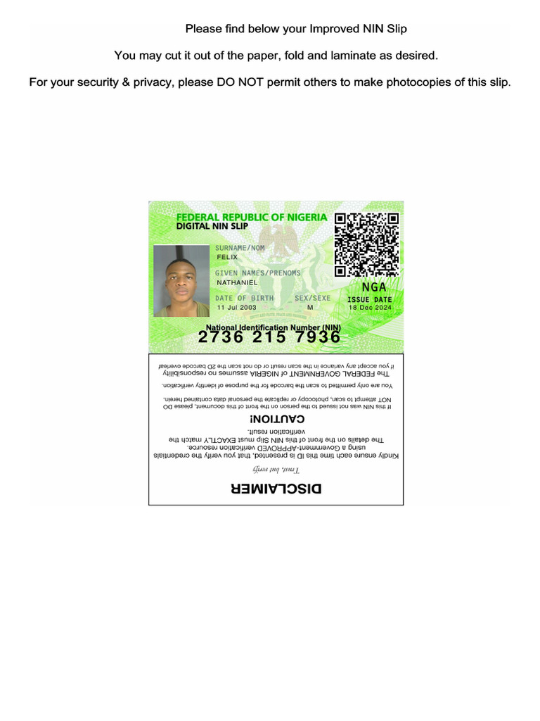 Felix Nathaniel Info Sheet | PDF