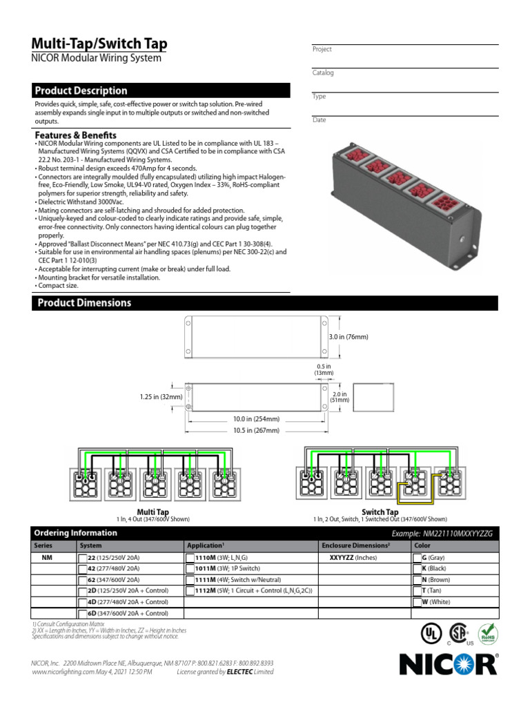 NICOR Modular Wiring System Catalog | PDF | Components | Electric Power