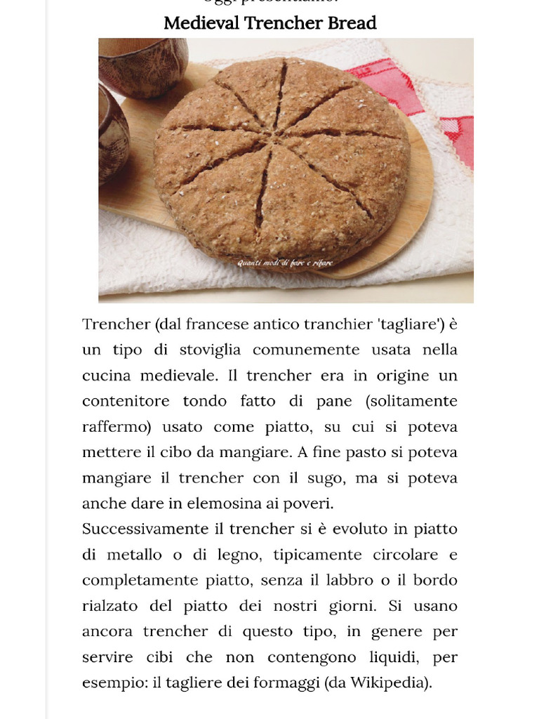Ricetta Pane Medievale Francese | PDF