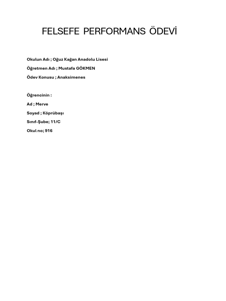 Felsefe Performans Ödevi | PDF