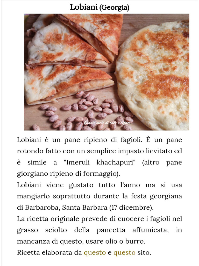 Ricetta Pane Georgiano Lobiani | PDF